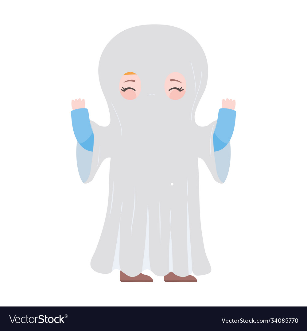Happy Halloween Ghost Costume Cartoon Royalty Free Vector