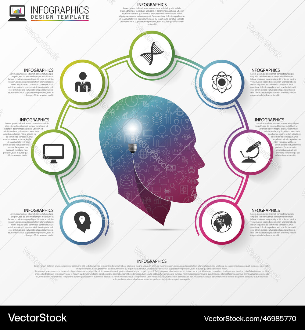Infographic design template head with icons Vector Image