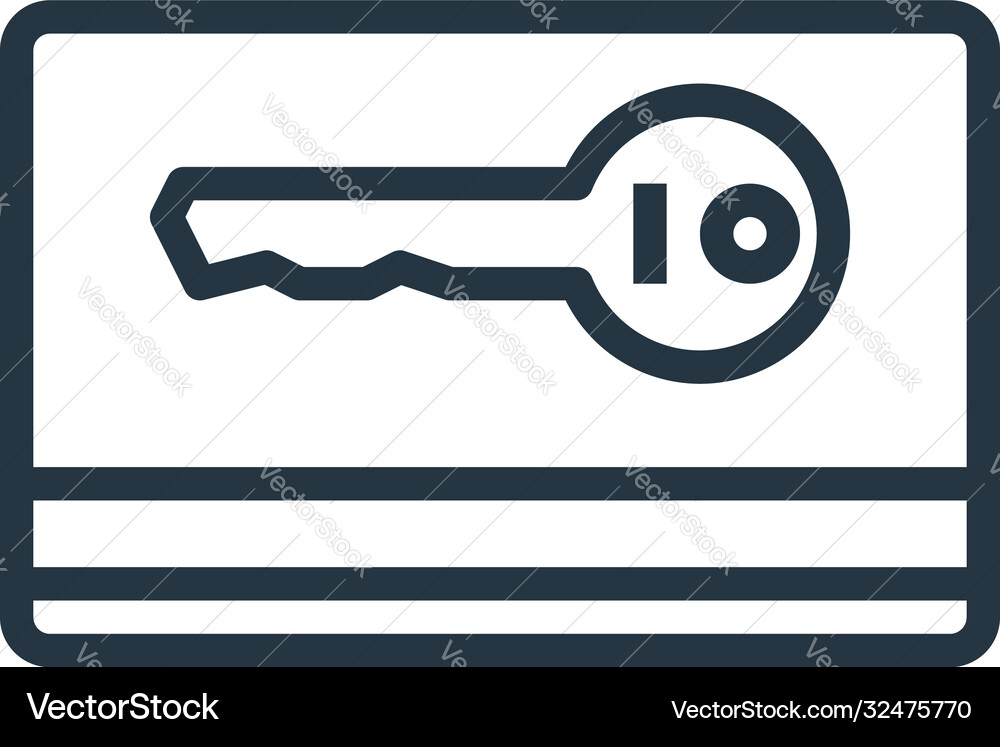Keycard icon isolated on white background outline Vector Image