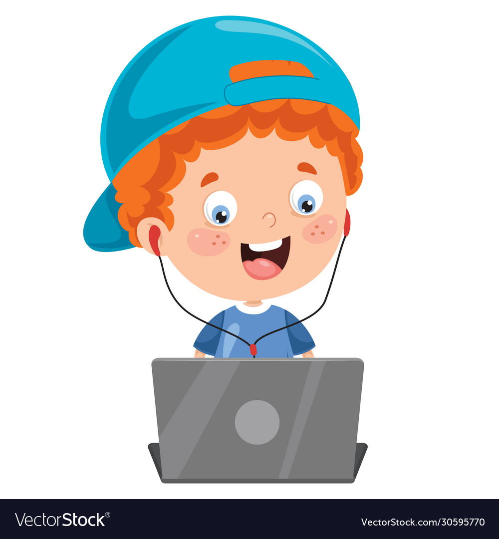 Kid using technology Royalty Free Vector Image