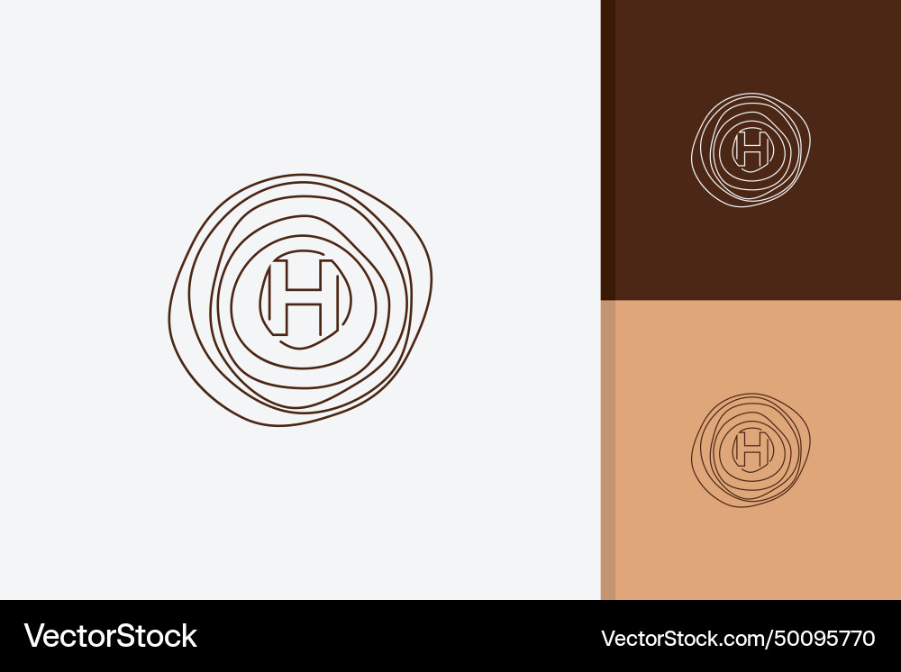 Letter h wood grain logo Royalty Free Vector Image
