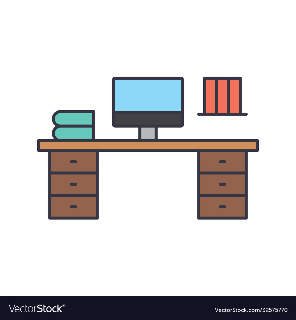 Office workspace desk icon symbol Royalty Free Vector Image Office workspace desk icon symbol Royalty Free Vector Image