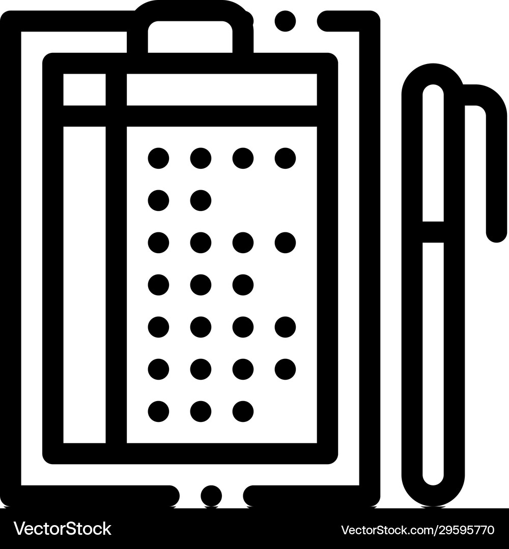 Pen and list icon outline Royalty Free Vector Image