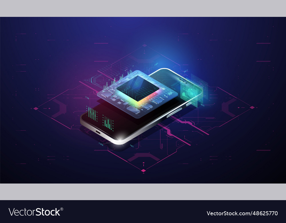 Quantum computer database concept tech futuristic Vector Image