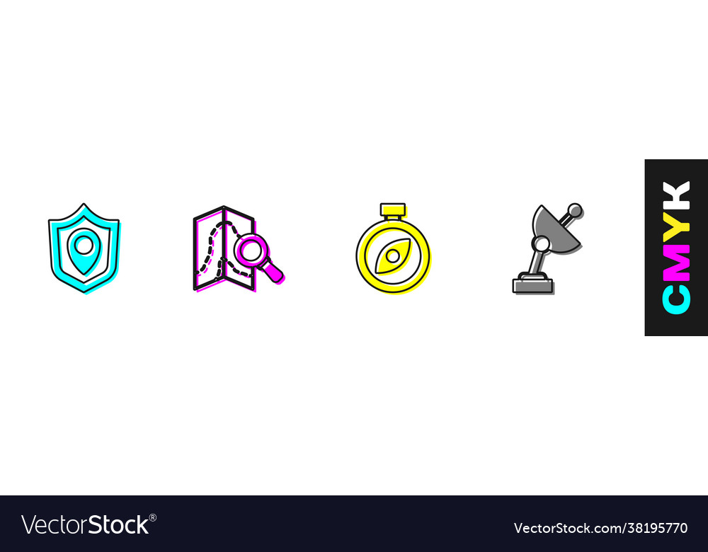 Set Location Shield Search Location Compass Vector Image