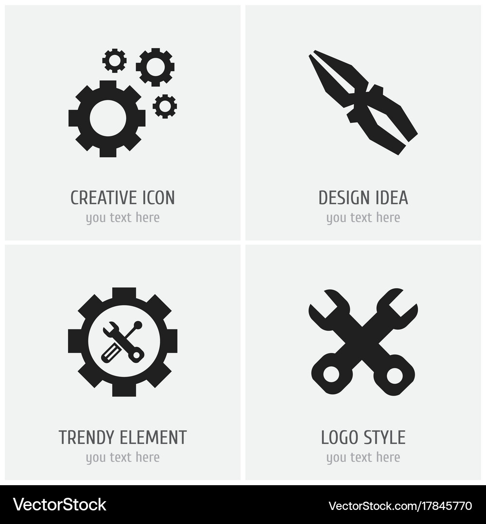 Set of 4 editable tool icons includes symbols Vector Image