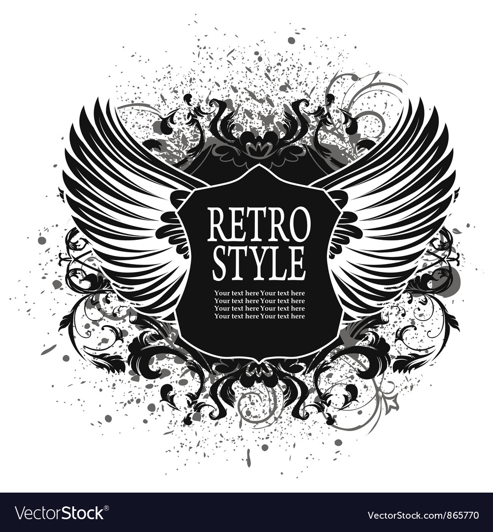 Shield With Grunge And Wings Royalty Free Vector Image