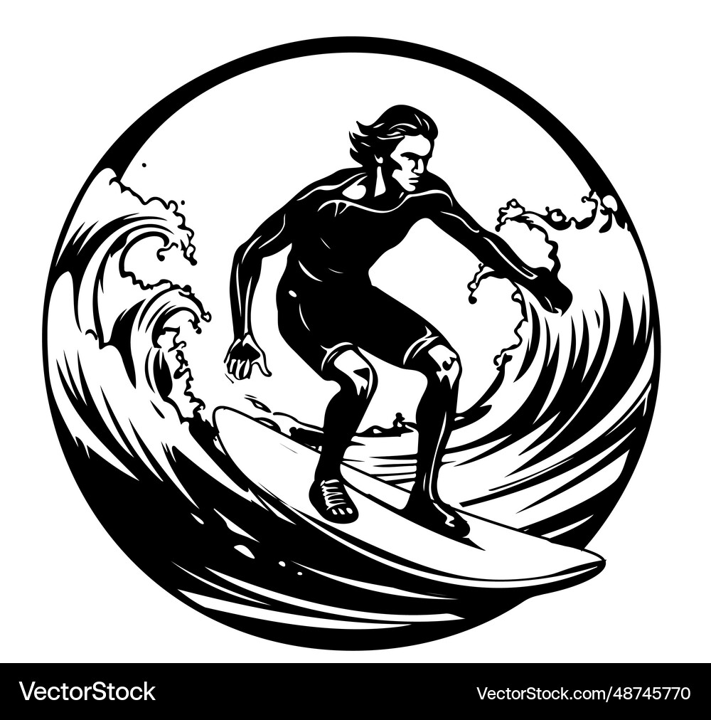 Surfer logo sketch hand drawn in graphics Vector Image