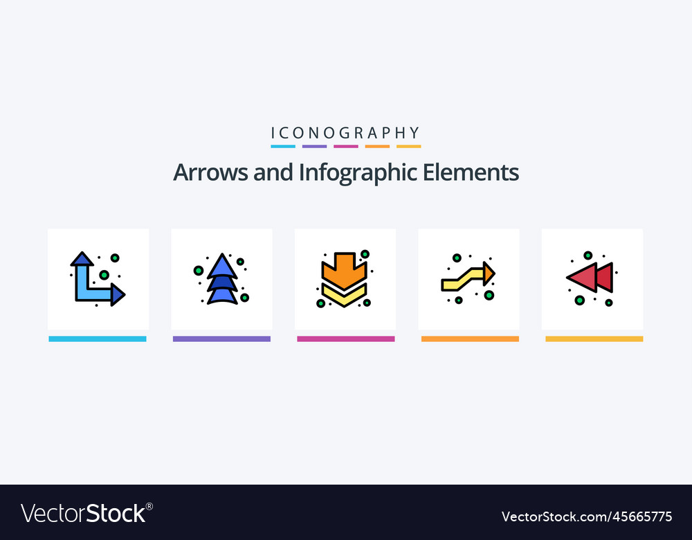 Arrow line filled 5 icon pack including up Vector Image