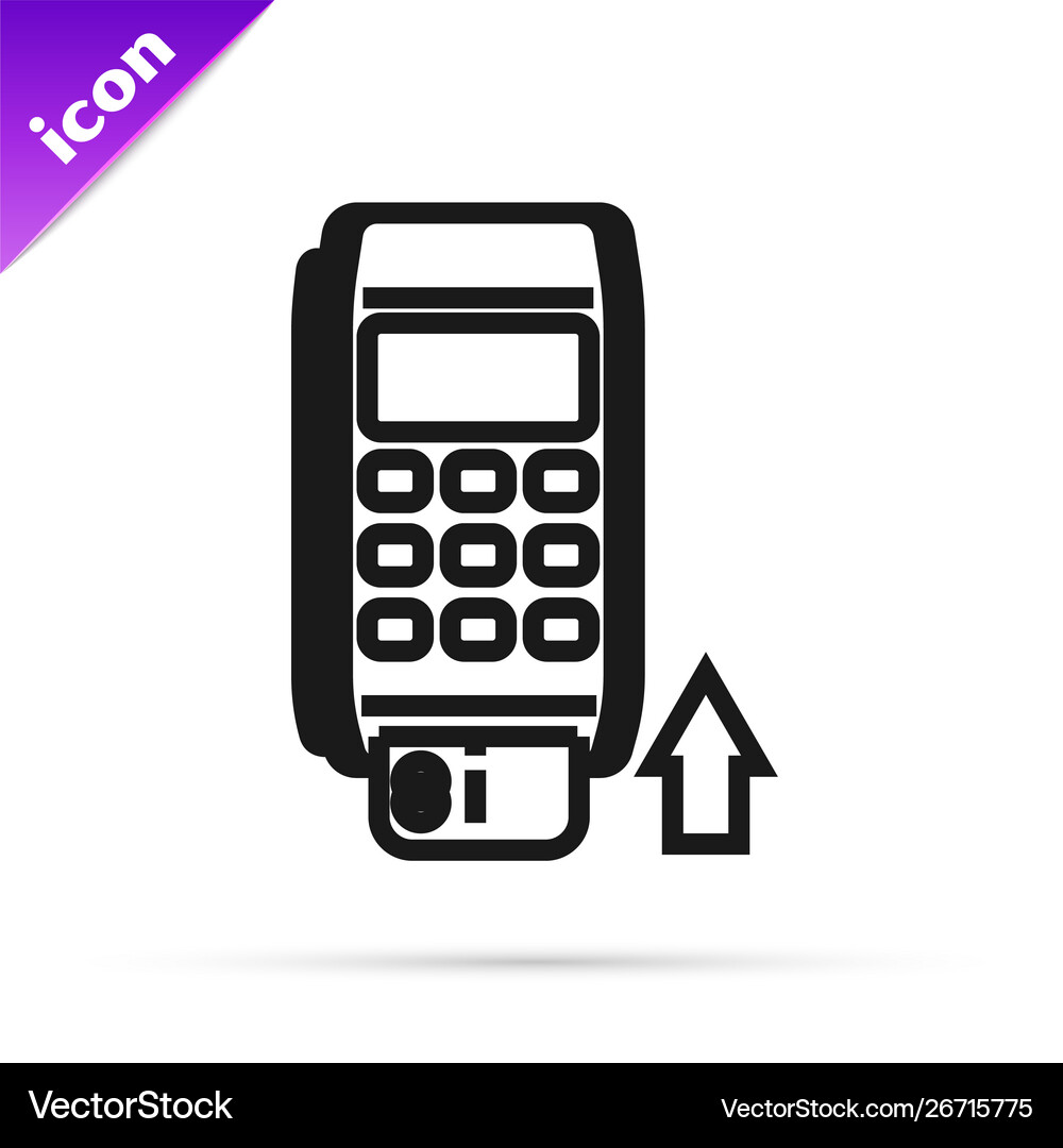 Black line pos terminal with inserted credit card Vector Image