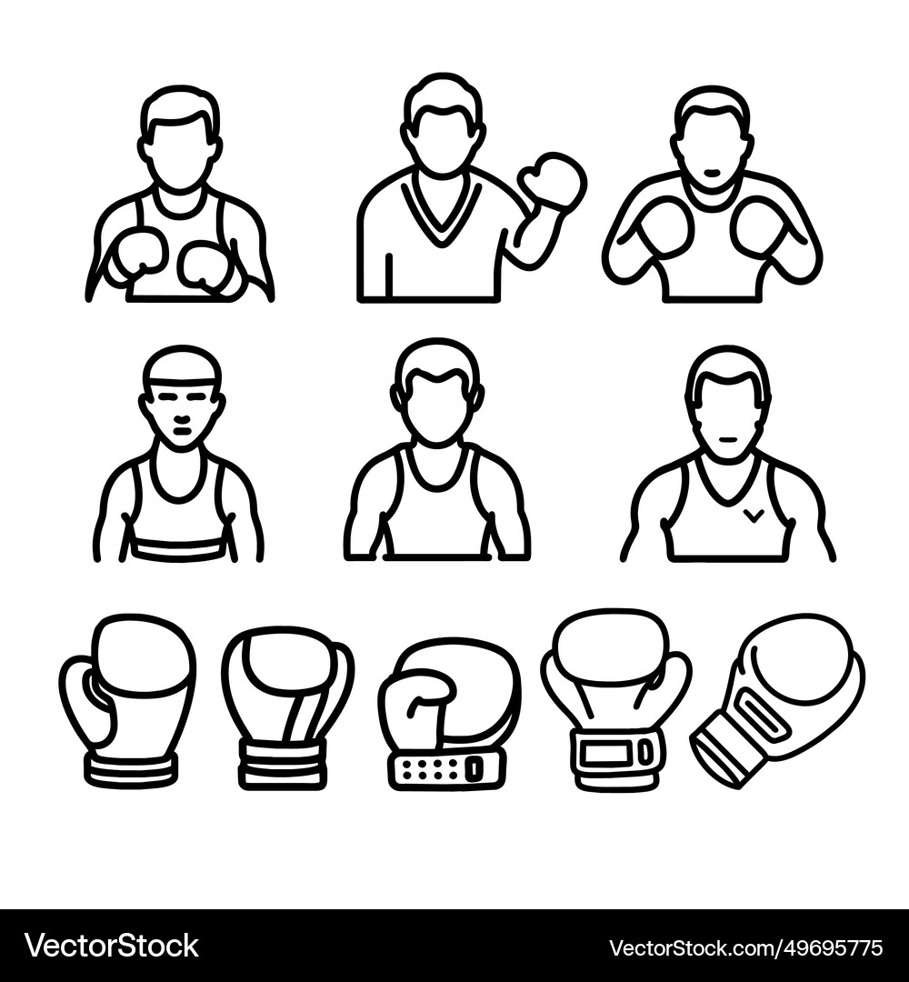 Boxer icons set over white background line style Vector Image