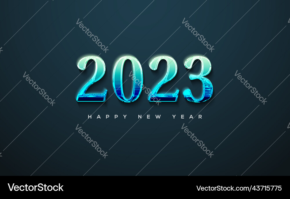 Classic number 2023 in shiny blue Royalty Free Vector Image