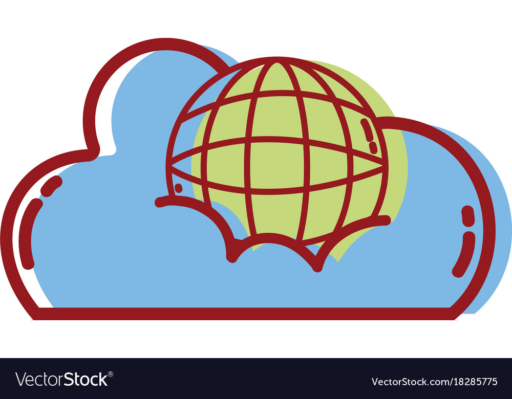 Cloud data with global connection server Vector Image