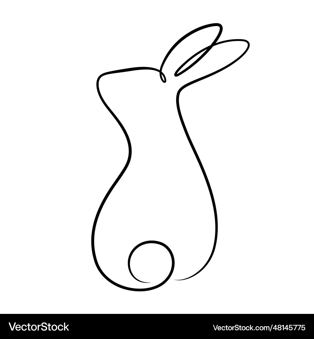 Continuous line drawing of bunny calligraphy Vector Image