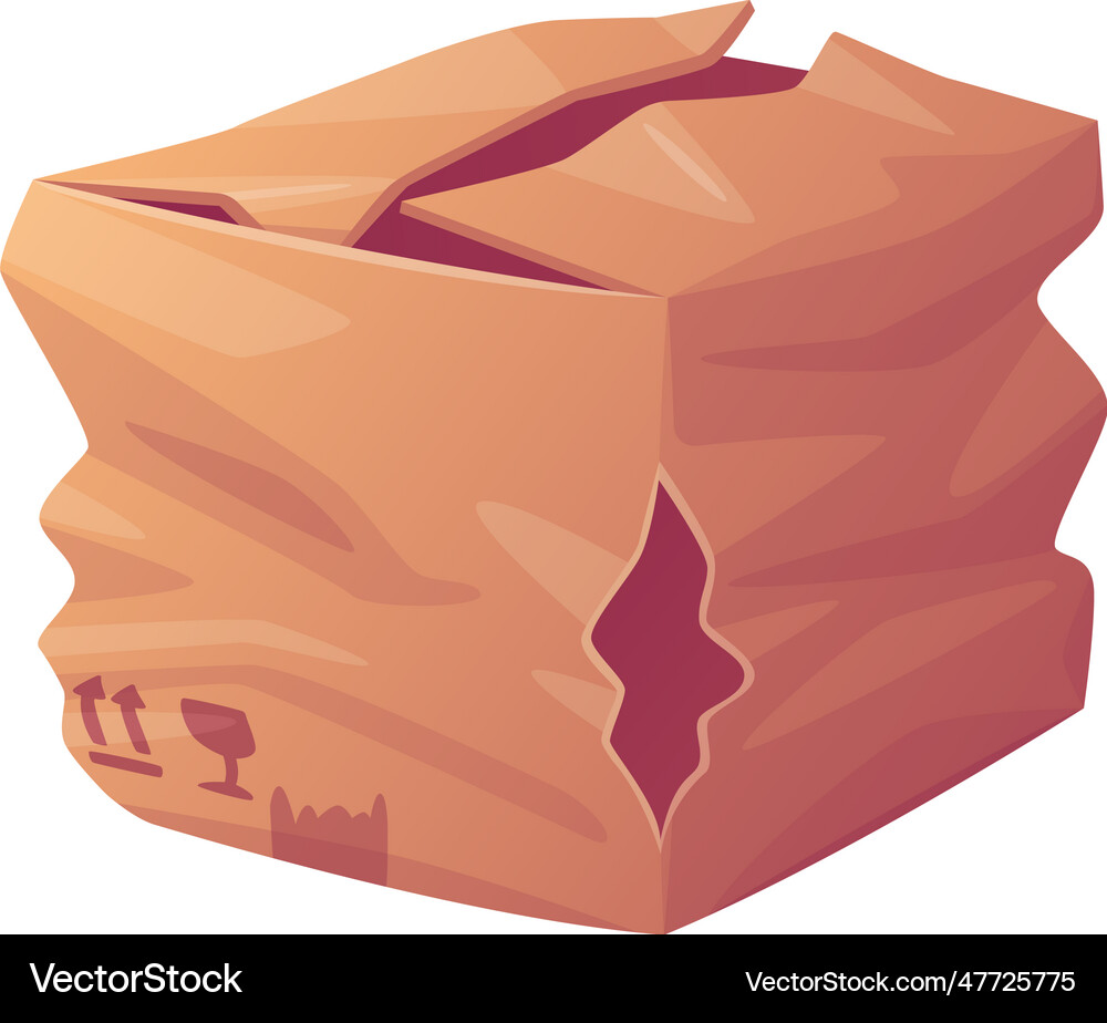 Crumpled cardboard box as packaging and shipping Vector Image