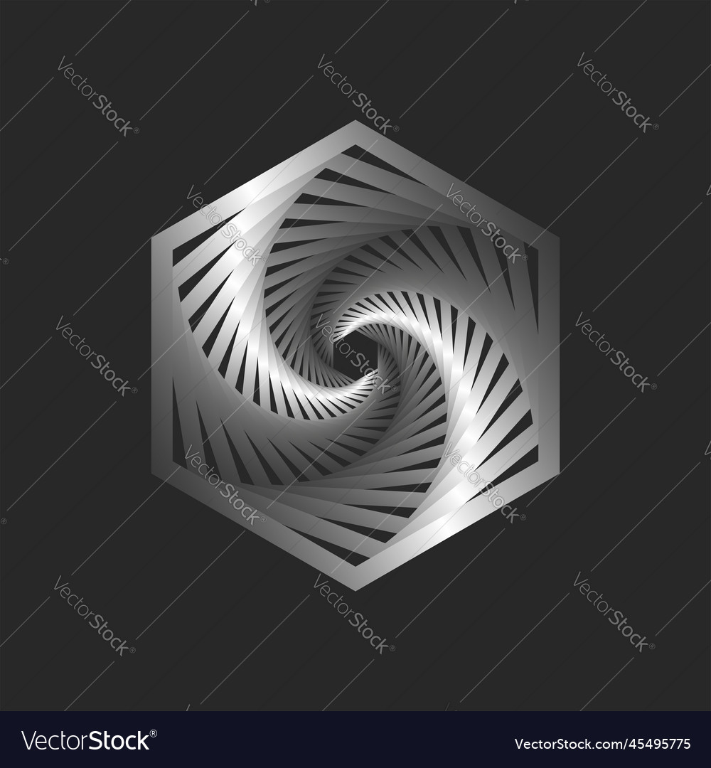 Hexagon logo spiral perspective pattern Royalty Free Vector