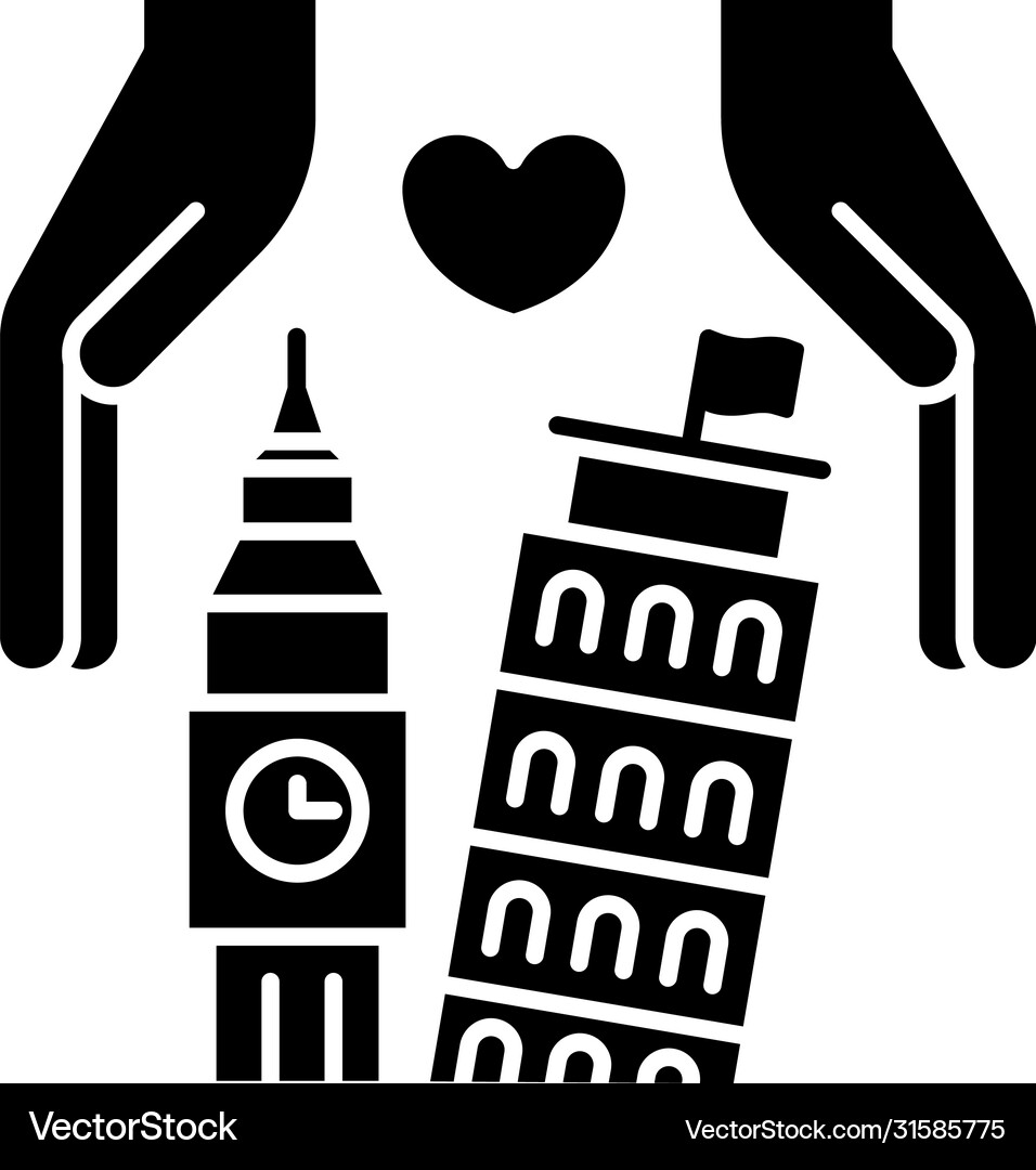 Landmark preservation black glyph icon Royalty Free Vector