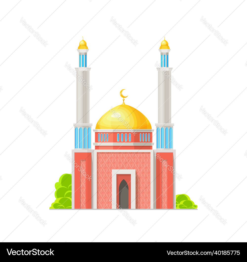Muslim mosque building isolated icon Royalty Free Vector