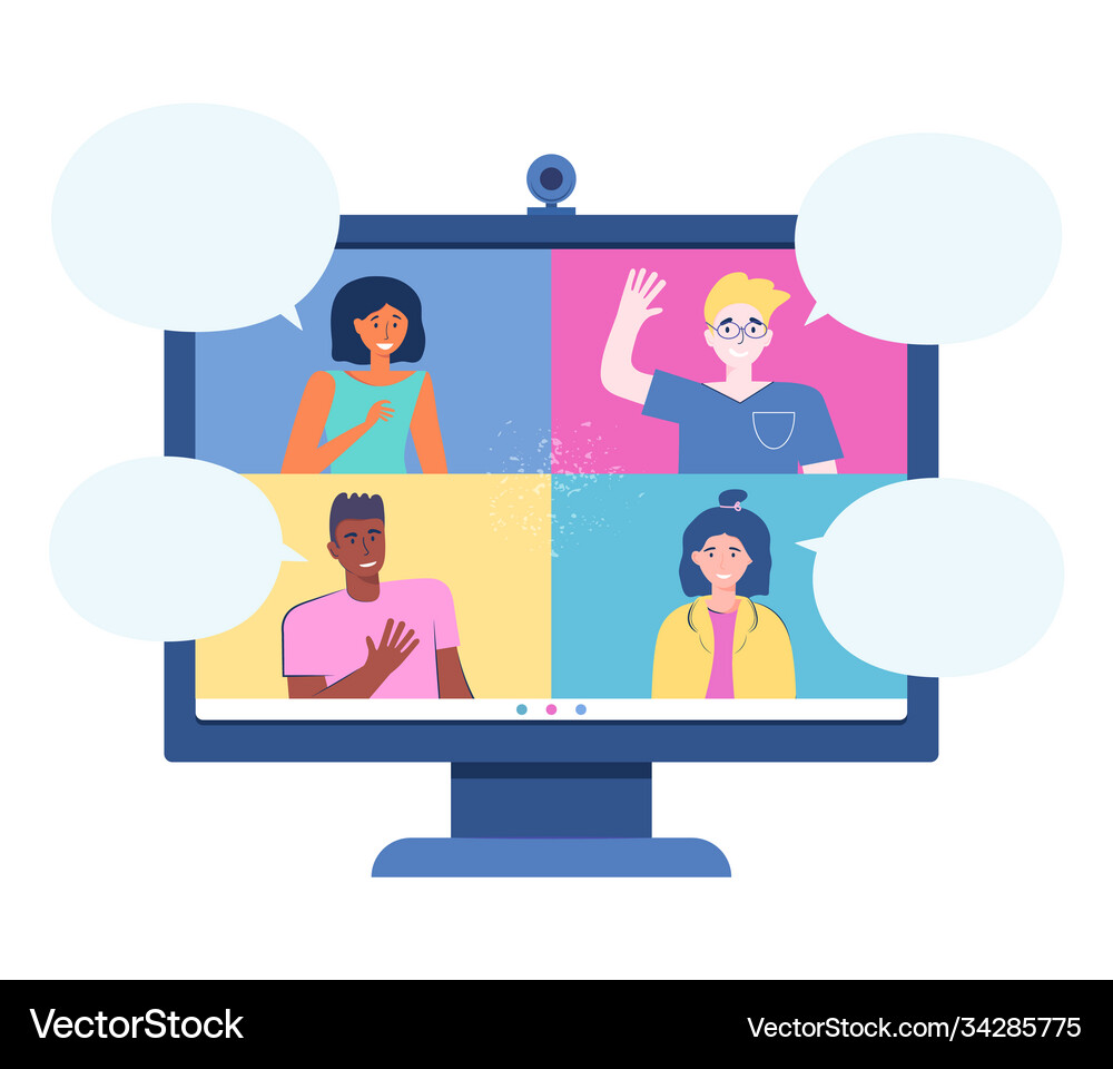Video conference from home for virtual meeting Vector Image