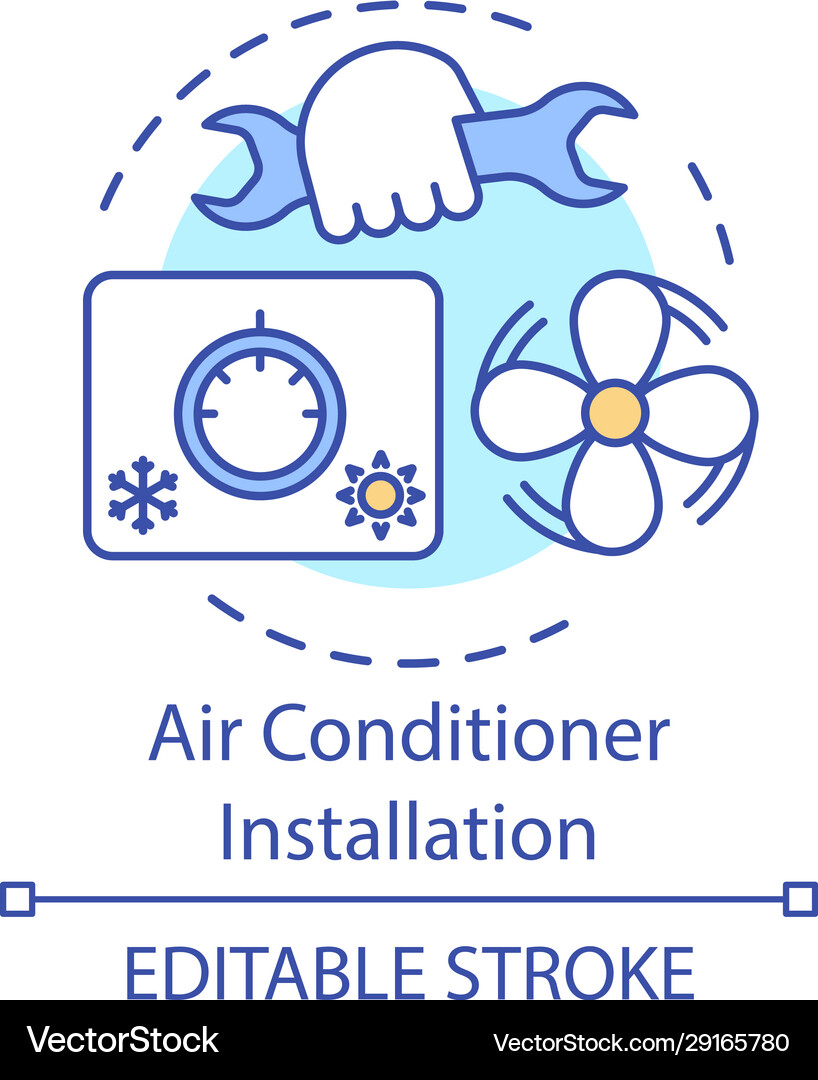 Air conditioner installation concept icon home Vector Image