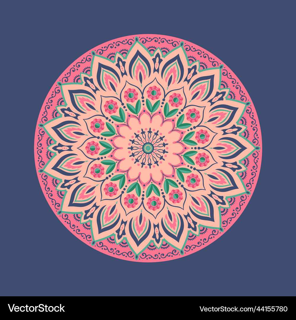 Botanical mandala with abstract flower Royalty Free Vector