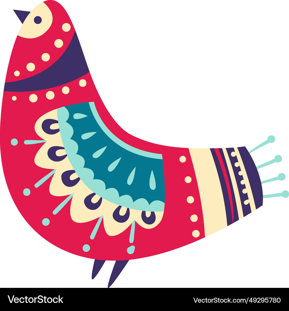 Bright bird with folk ornament and decor Vector Image