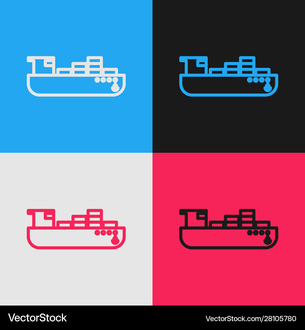 Color line cargo ship with boxes delivery service Vector Image