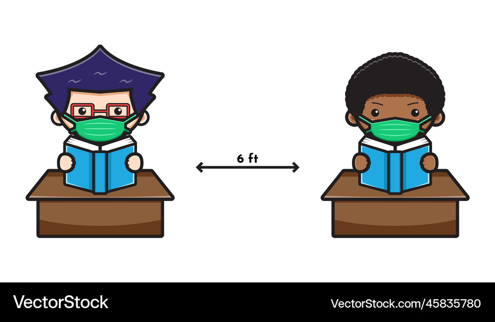 Cute student back to school new normal style Vector Image