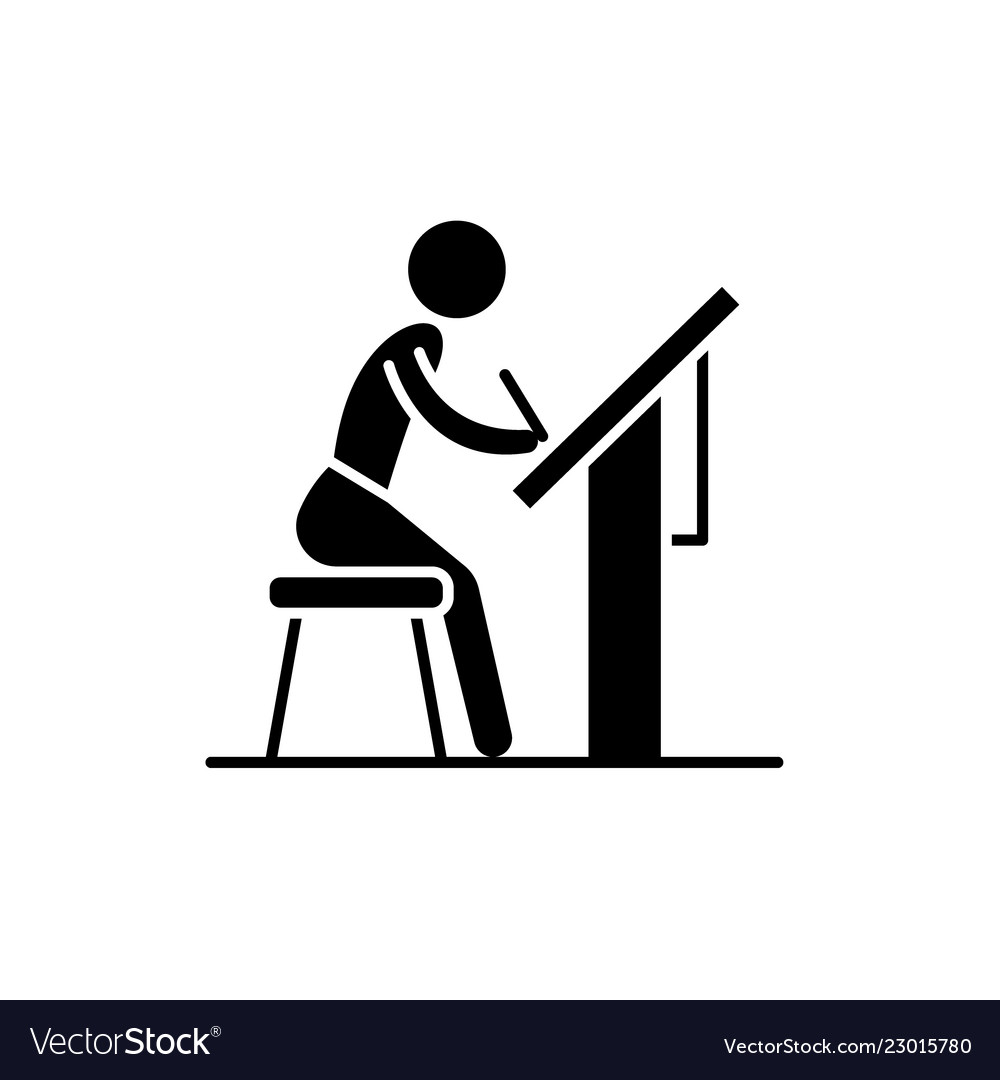 Drawing black icon sign on isolated Royalty Free Vector