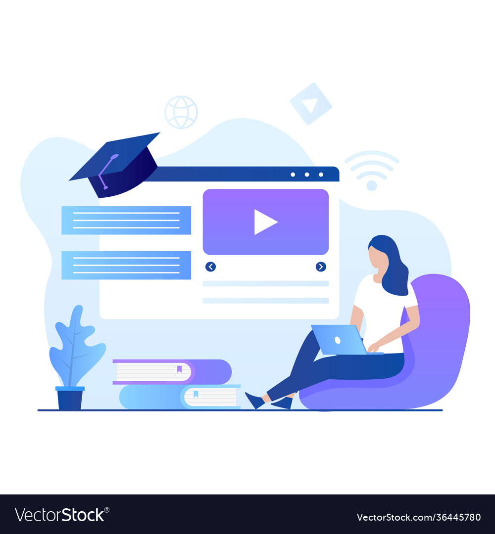 Flat design online courses Royalty Free Vector Image