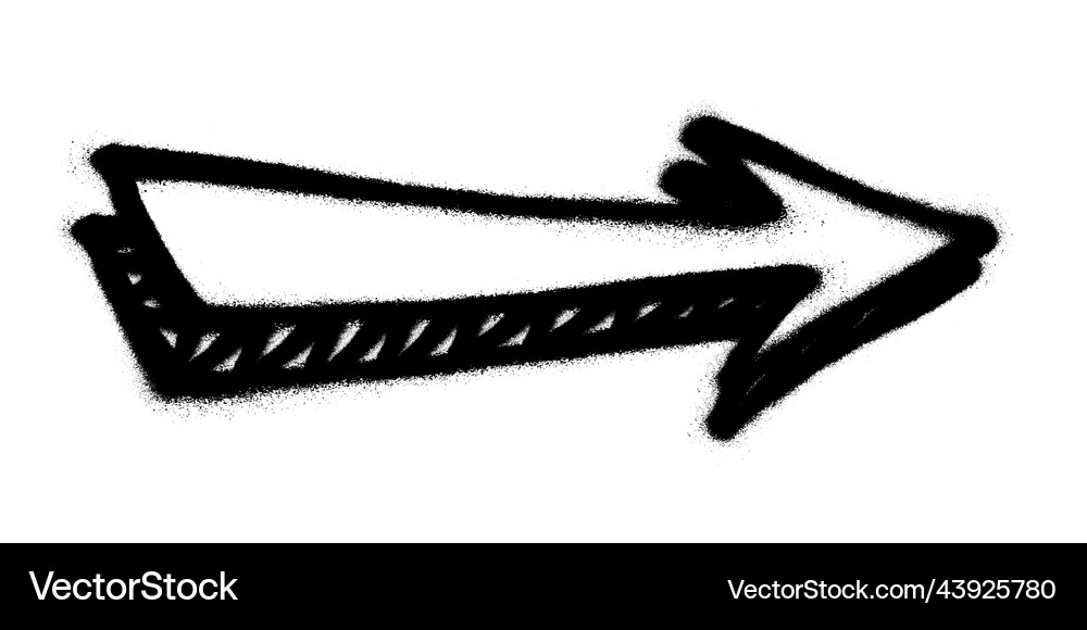 Graffiti arrow with overspray in black over white Vector Image