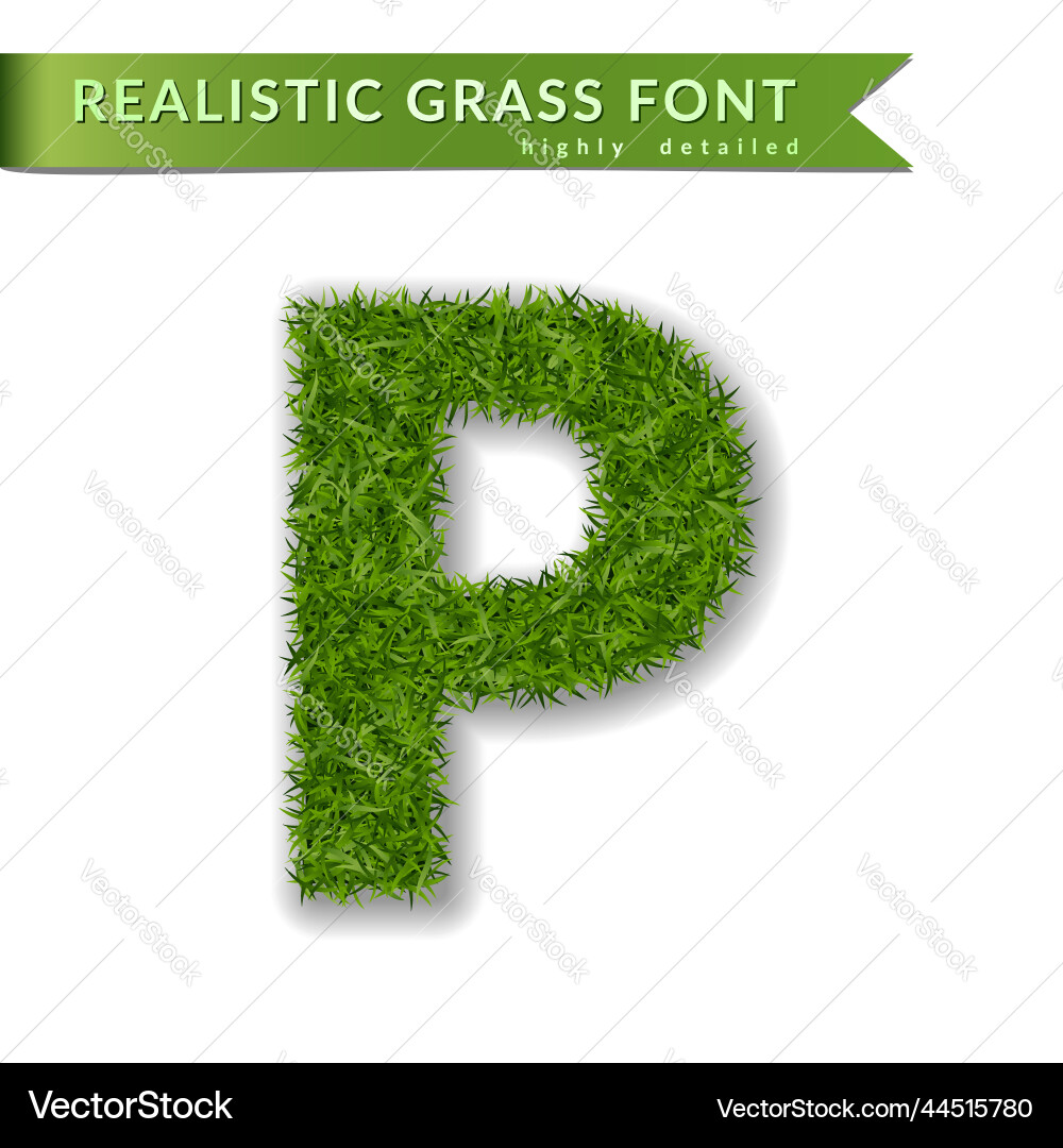 Grass letter p alphabet 3d design capital Vector Image