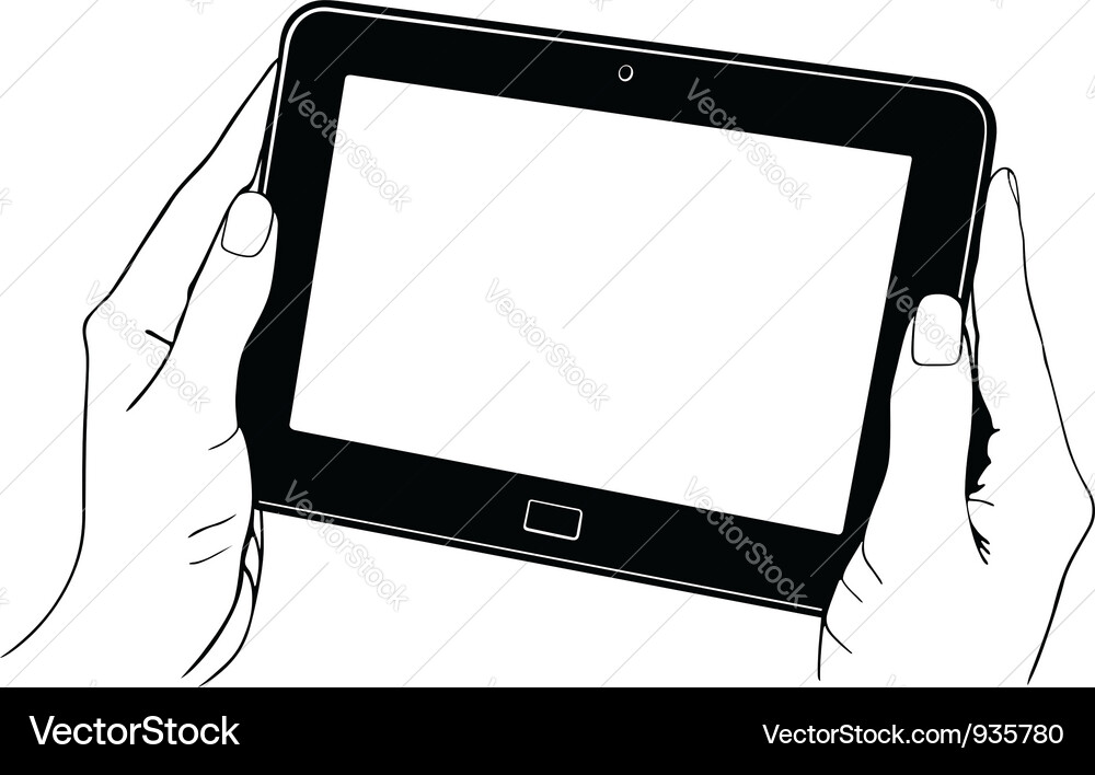 Hands holding digital tablet pc Royalty Free Vector Image