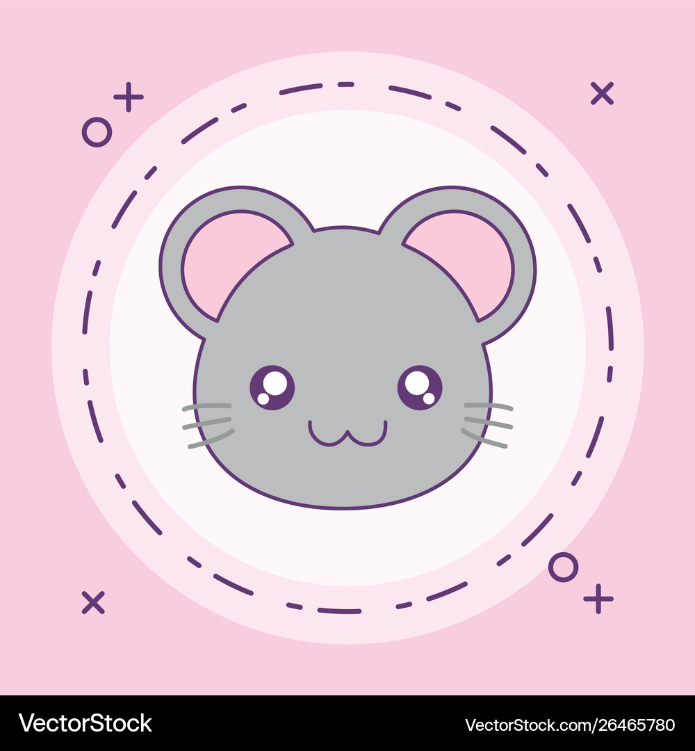 Head cute little mouse baby in frame circular Vector Image