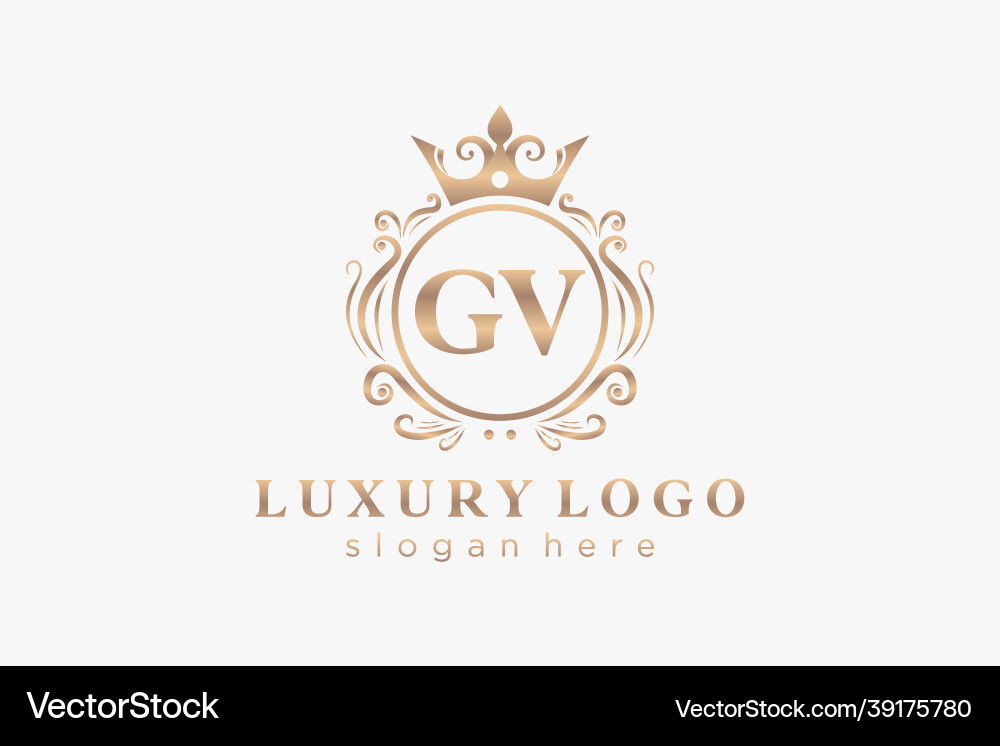 Initial gv letter royal luxury logo template Vector Image