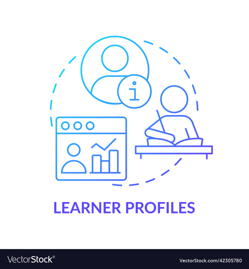Learner profiles blue gradient concept icon Vector Image