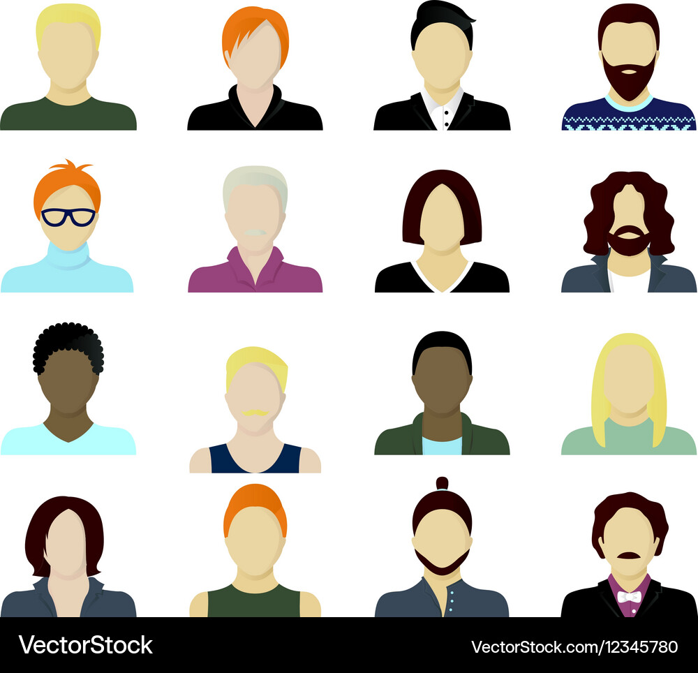Men cartoon portraits set Royalty Free Vector Image