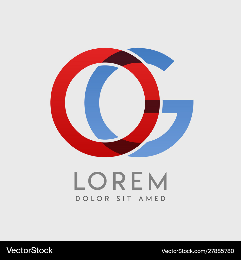 Og logo letters with blue and red gradation Vector Image
