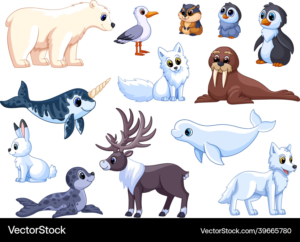 Polar animals antarctic mammals isolated Vector Image
