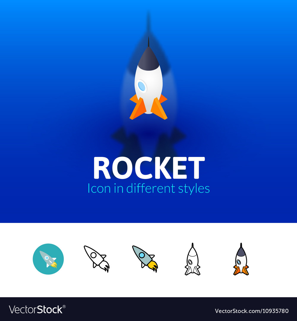 Rocket icon in different style Royalty Free Vector Image
