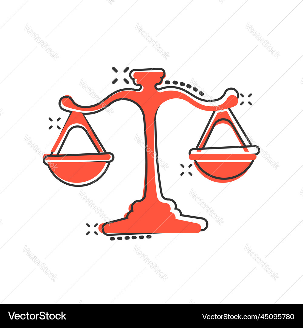 Scales icon in comic style libra cartoon Vector Image