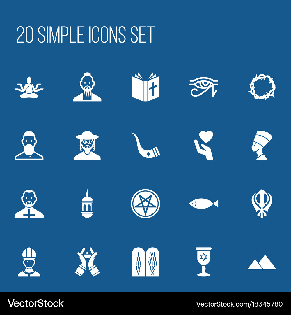 Set of 20 editable religion icons includes Vector Image