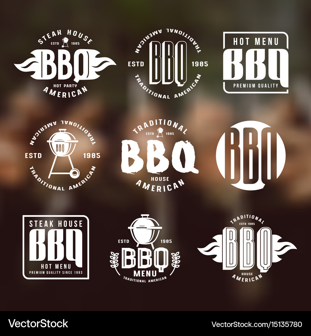 Set of barbecue labels and emblems Royalty Free Vector Image