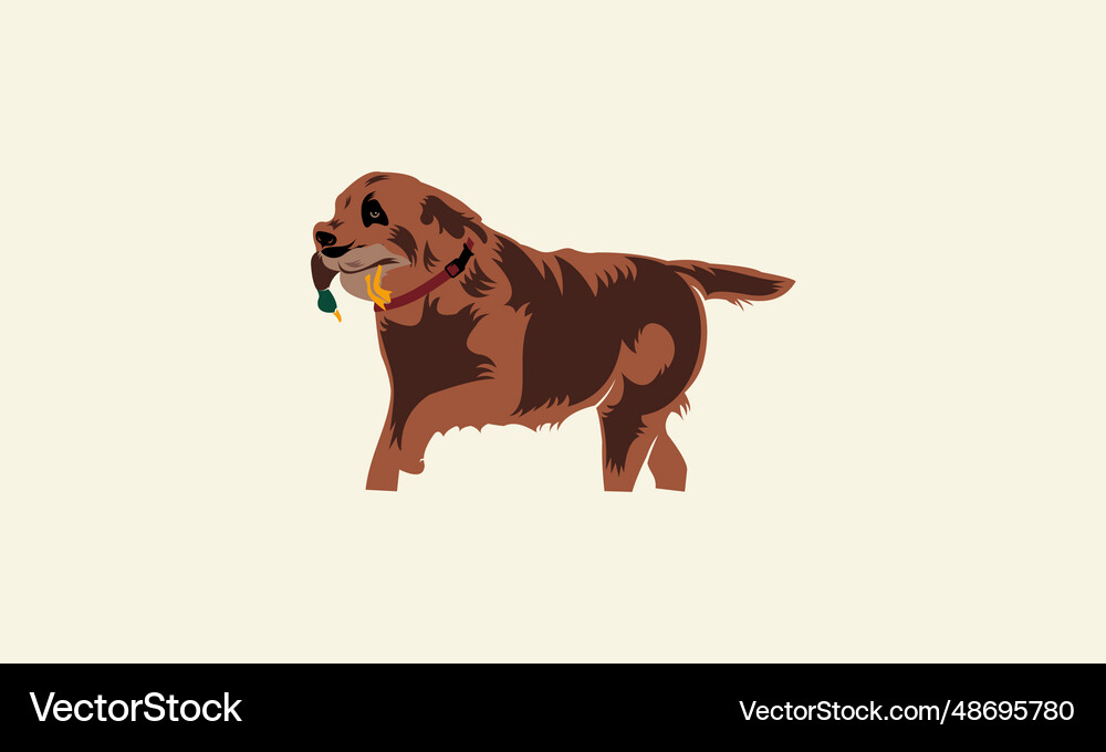 Silhouette labrador and duck logo Royalty Free Vector Image