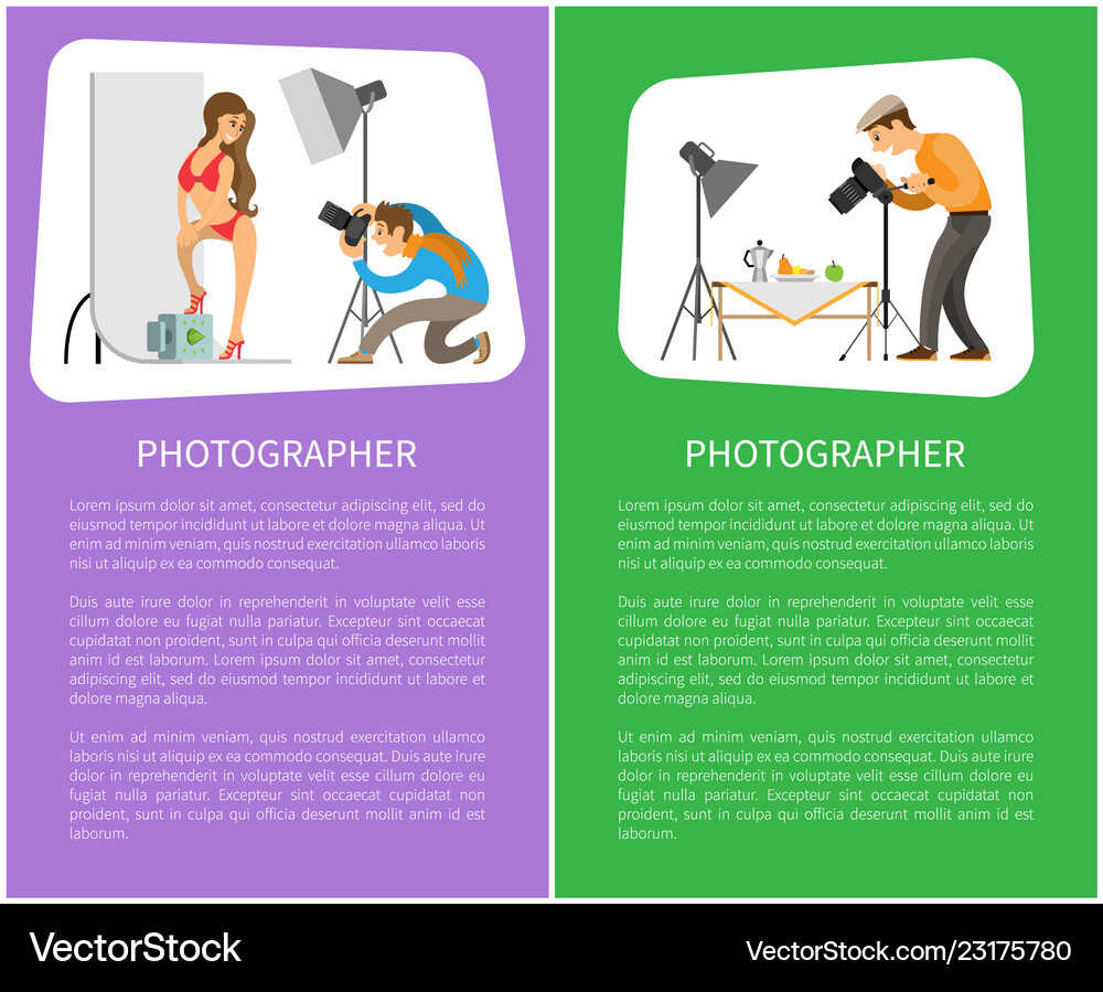 Studio and still life photographers posters text Vector Image