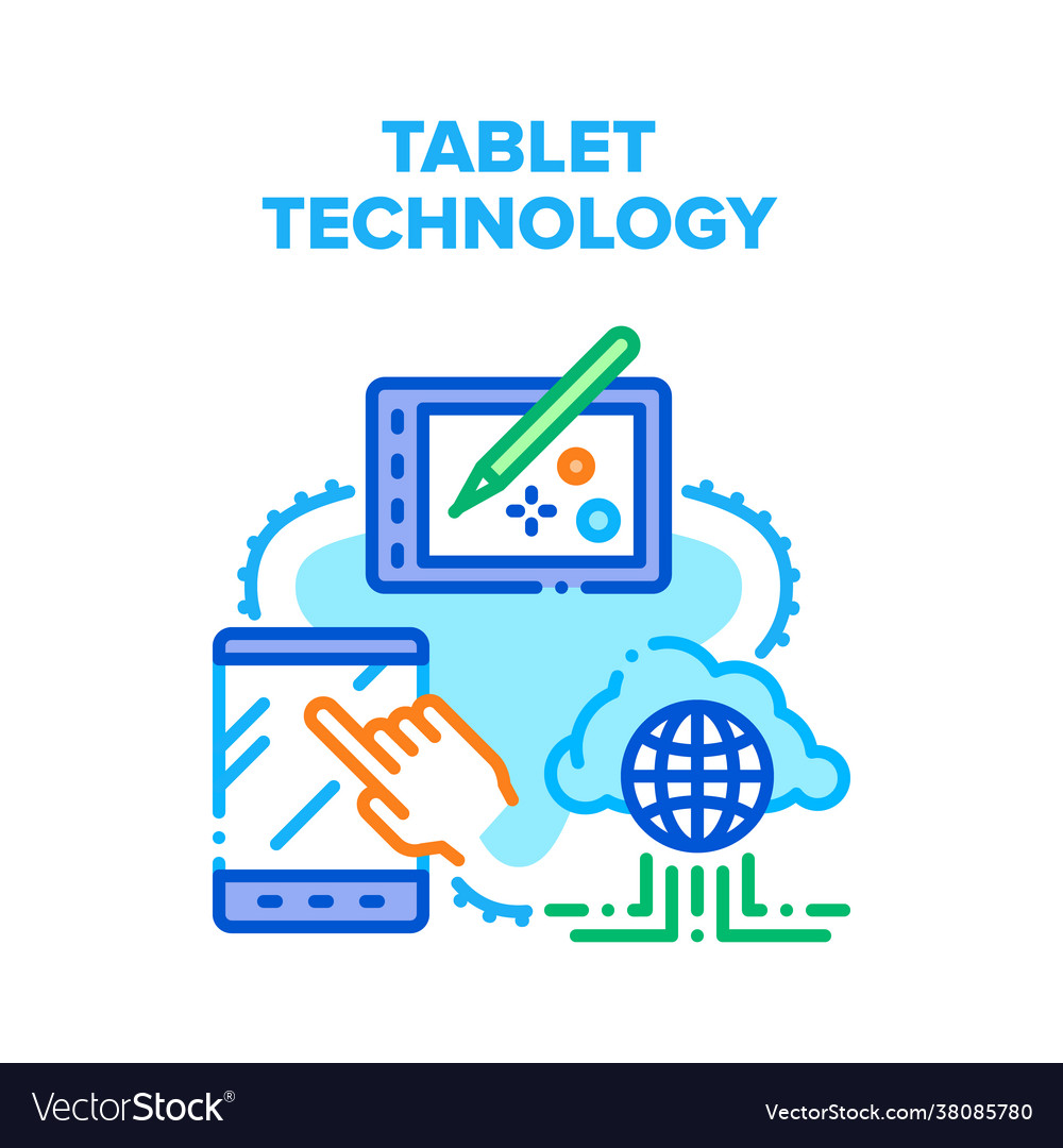 Tablet technology device concept color Royalty Free Vector