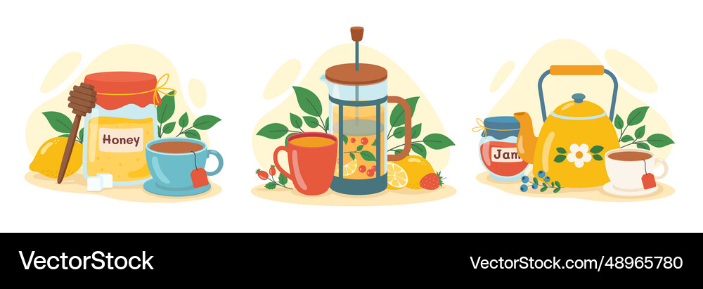 Tea Compositions Set Royalty Free Vector Image