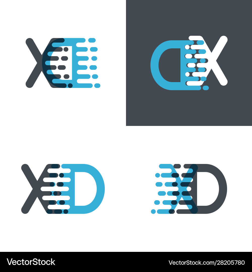 Xd letters logo with accent speed soft blue Vector Image
