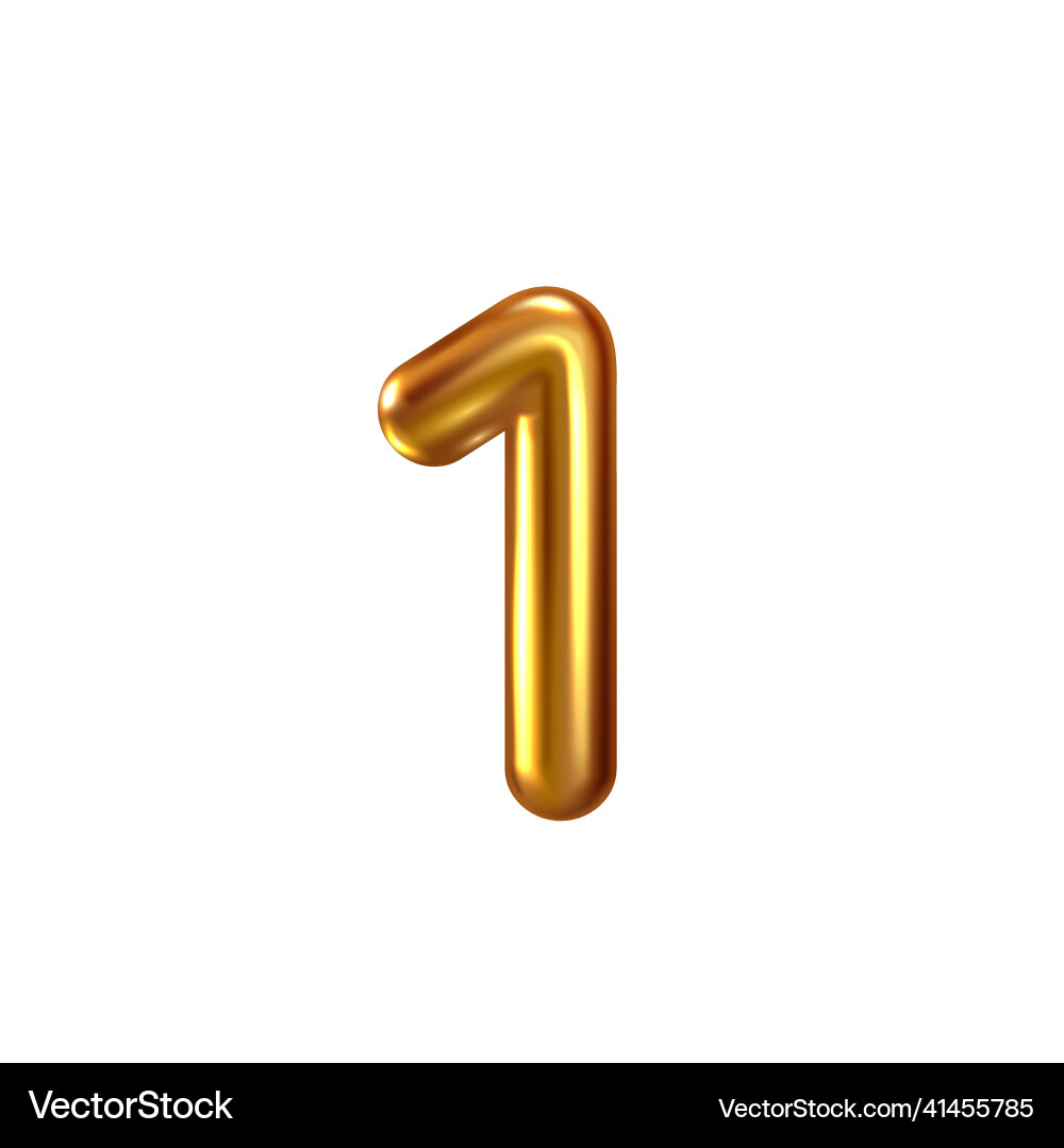 3d golden embossed number one on white background Vector Image