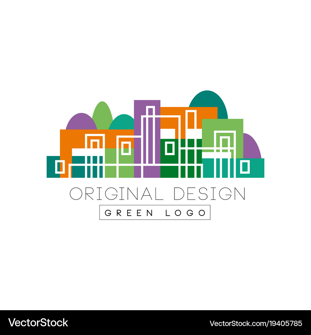 Abstract logo design with linear city buildings Vector Image
